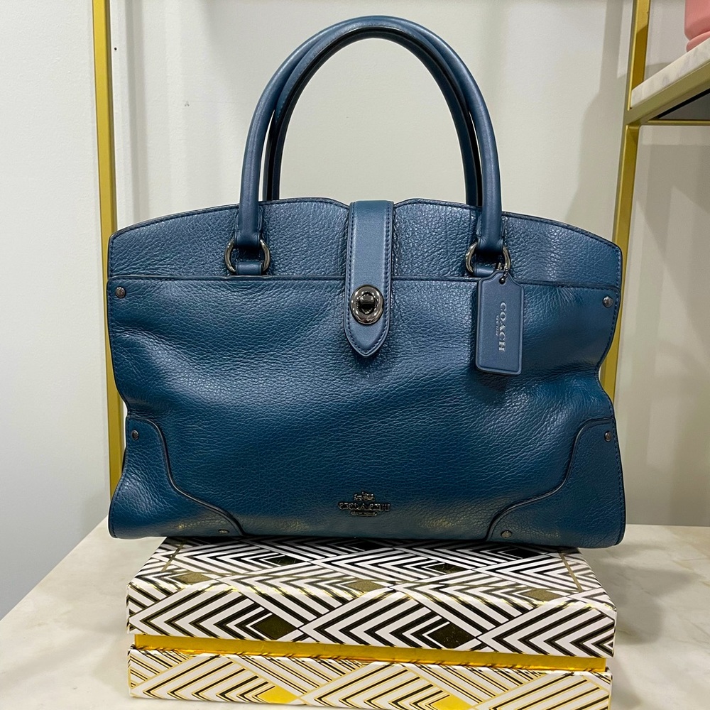 Coach Mercer 30 Satchel In Lapis Blue - Gem